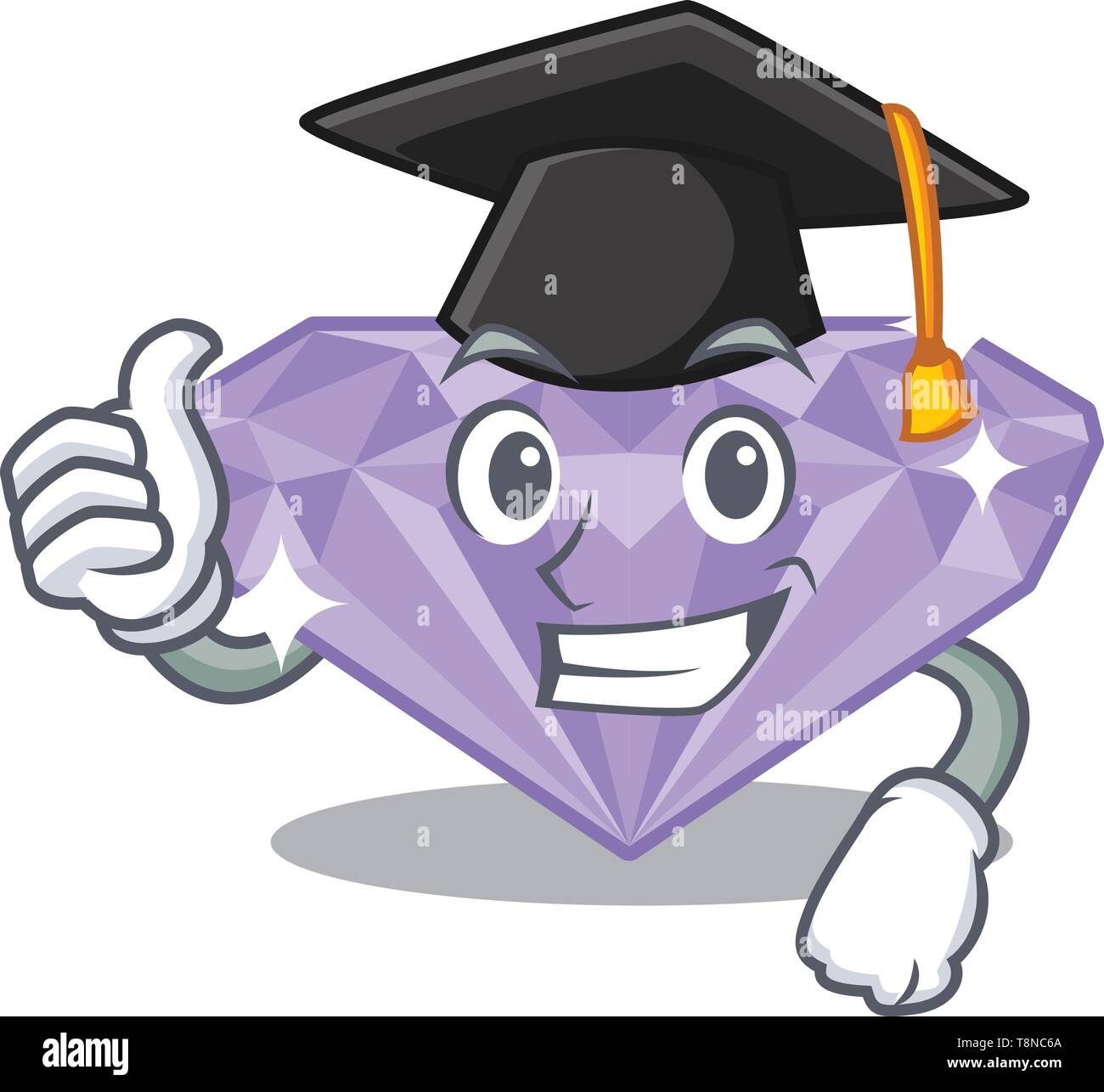 Graduation violet diamond isolated with the character Stock Vector ...