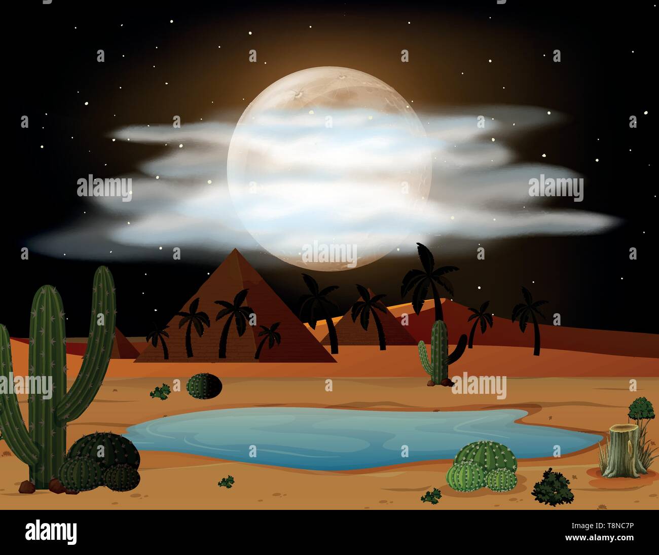 A desert scene at night illustration Stock Vector Image & Art - Alamy
