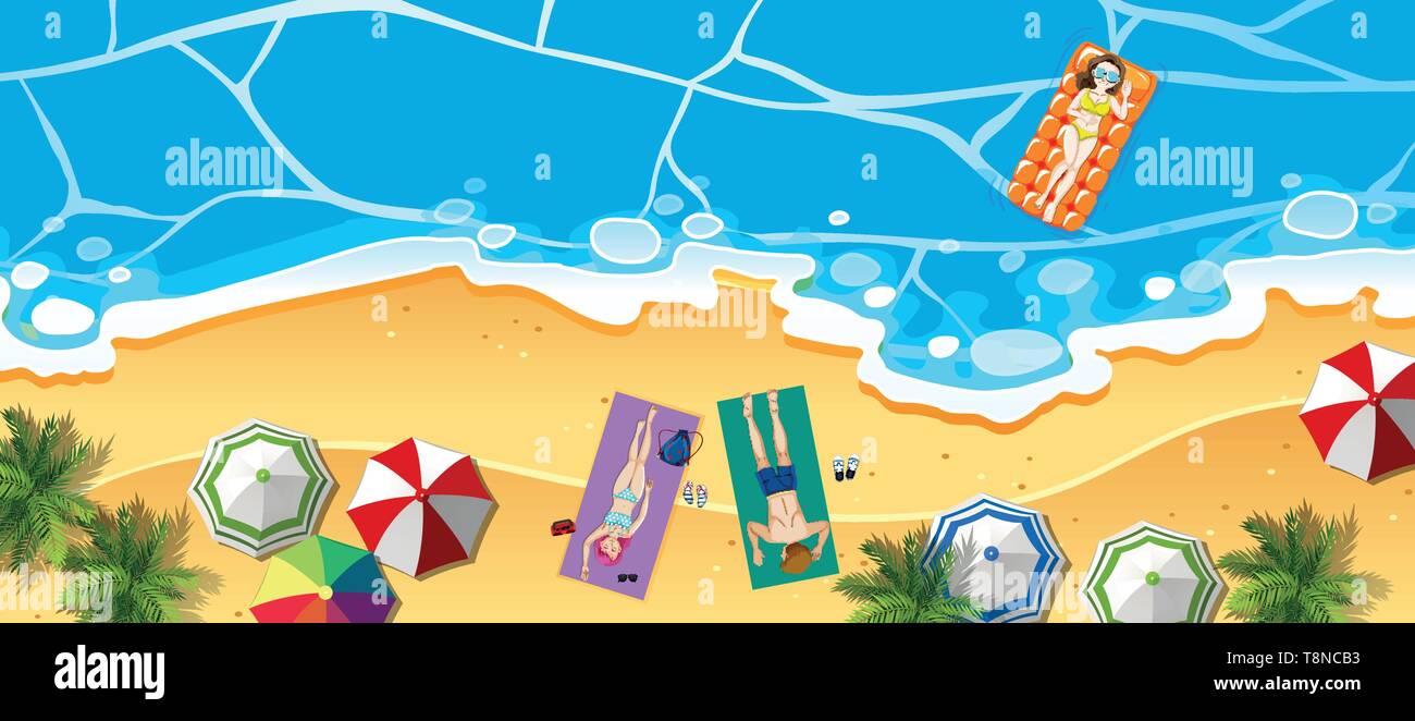 Top view beautiful sand beach Stock Vector Images - Alamy