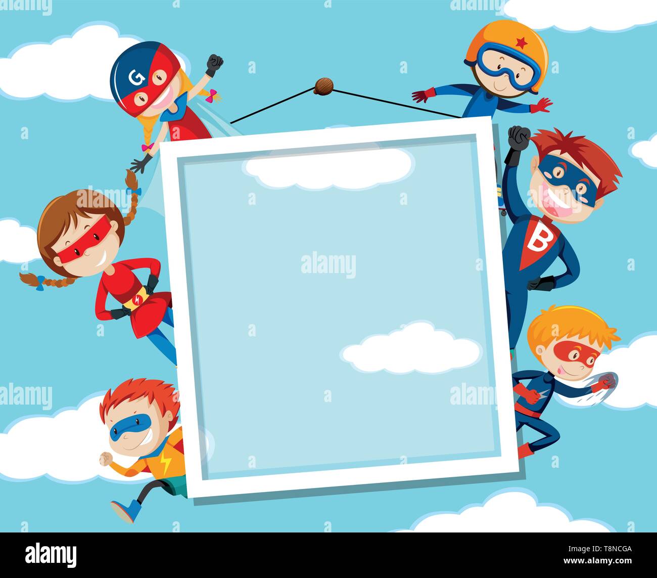 Superhero on on sky frame illustration Stock Vector Image & Art - Alamy