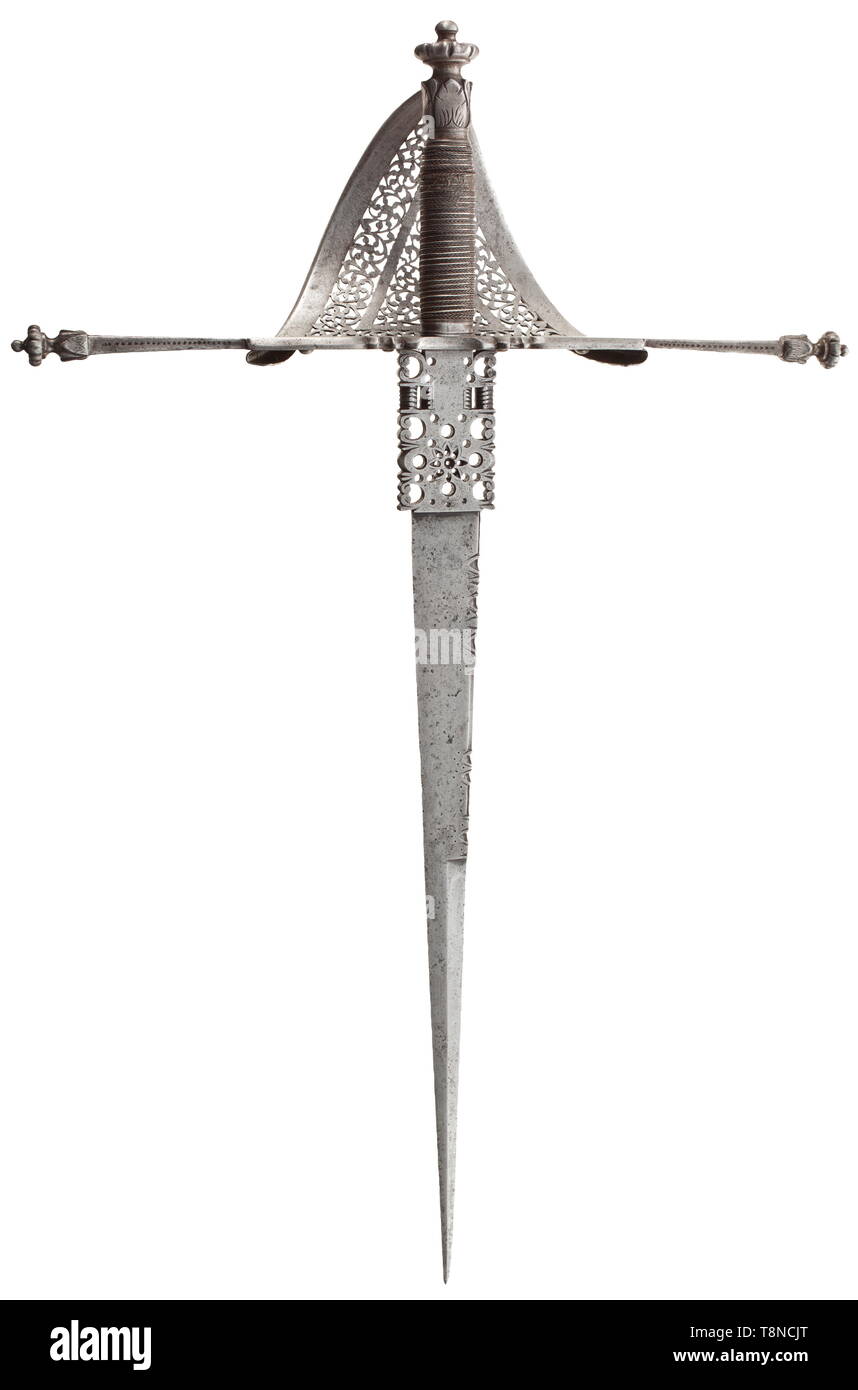 A Spanish left-hand dagger, circa 1680 Single-edged blade with ...