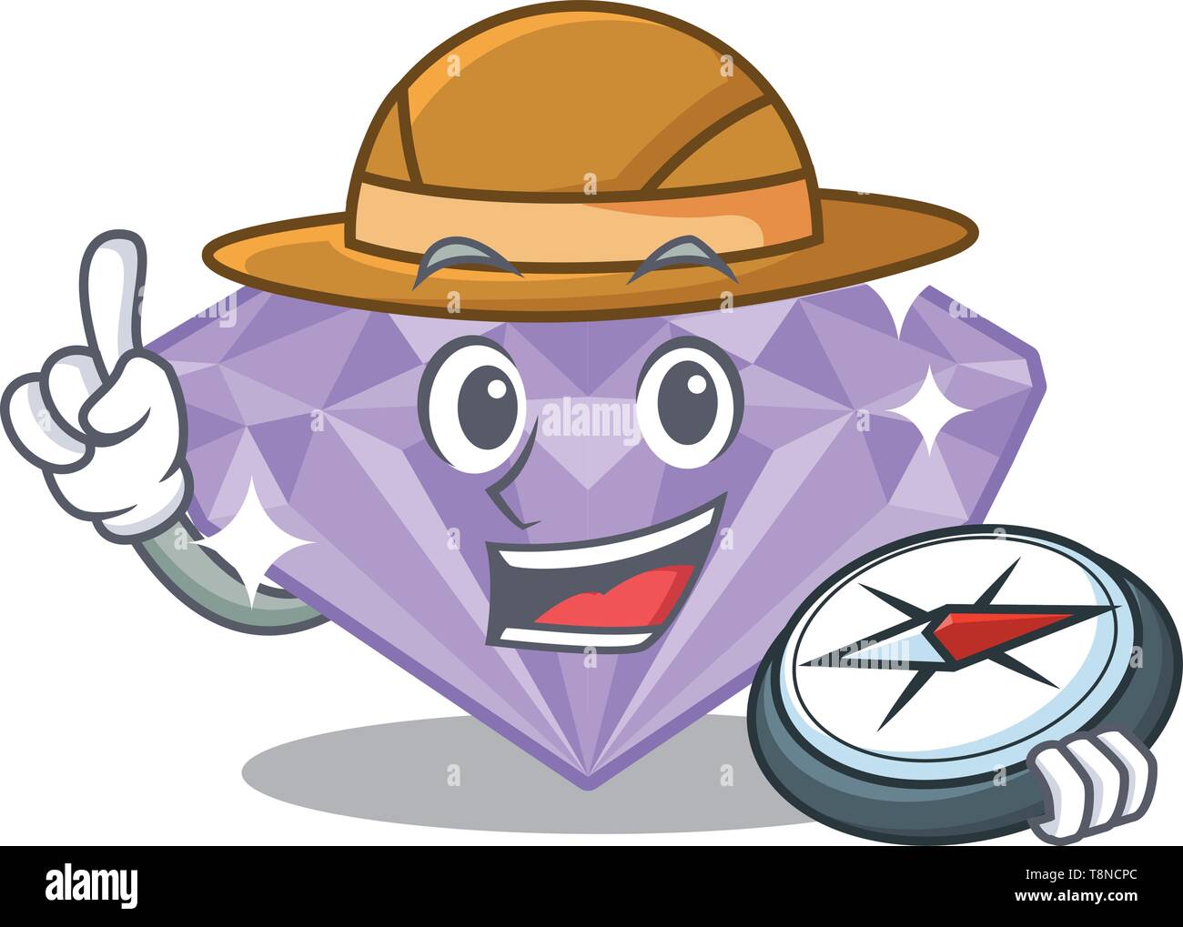 Explorer violet diamond in a cartoon bag Stock Vector Image & Art - Alamy