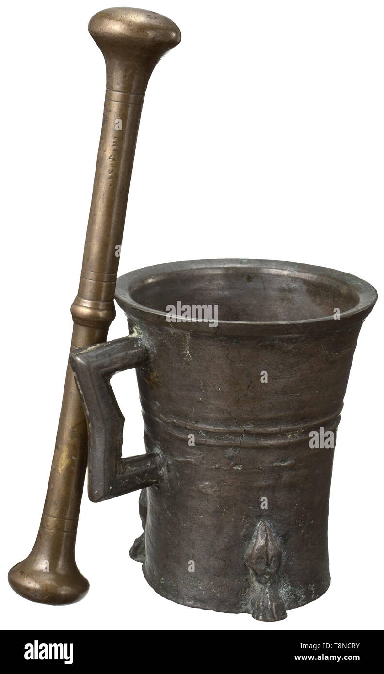 A Tyrolian Gothic mortar, circa 1500 Bronze with brownish age patina ...