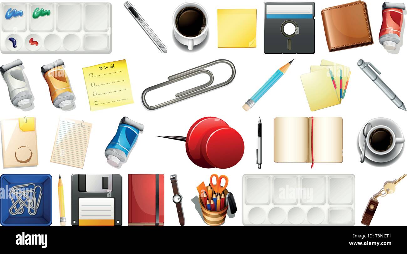 Set of stationary object illustration Stock Vector Image & Art - Alamy