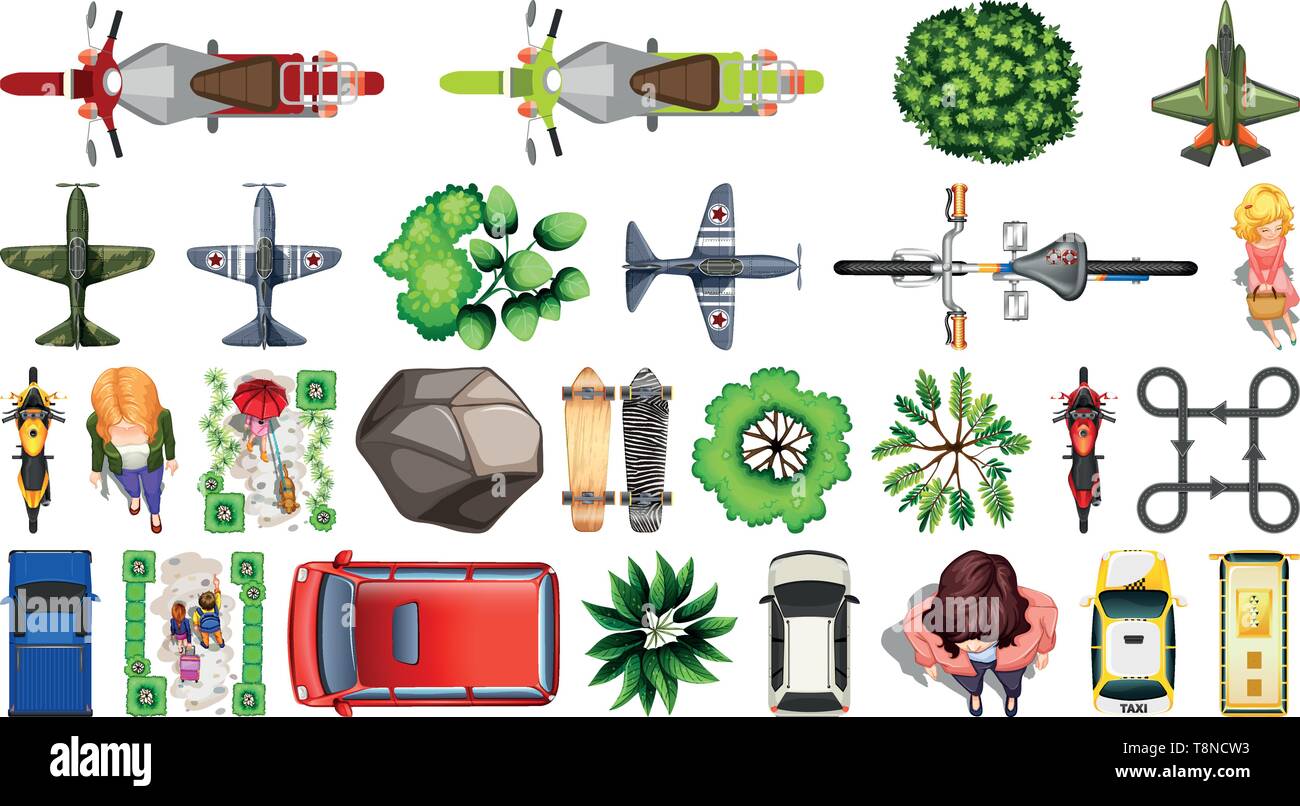 Set of aerial view objects illustration Stock Vector Image & Art - Alamy