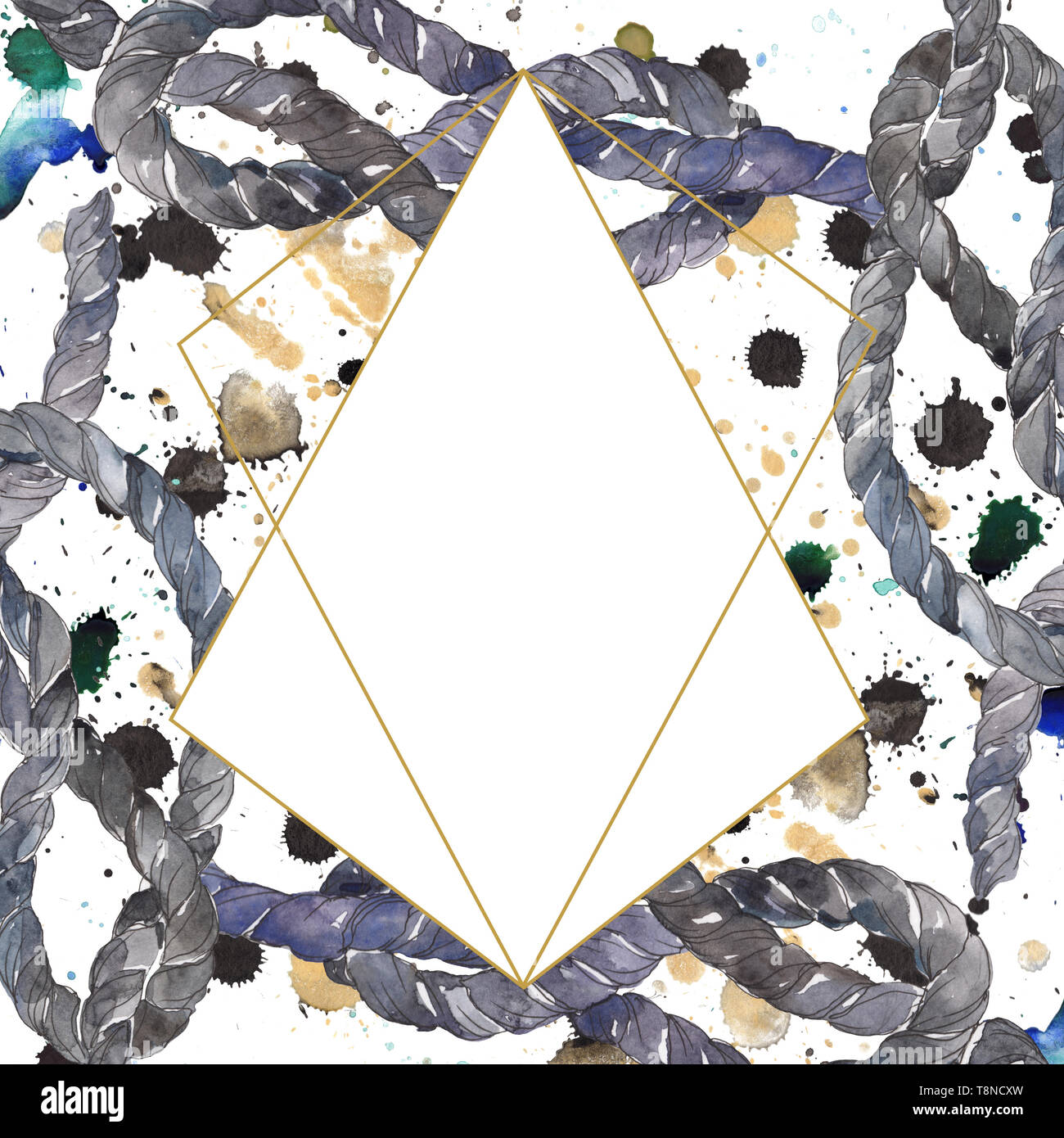 Set of sea rope nots. Watercolor background illustration set. Frame ...