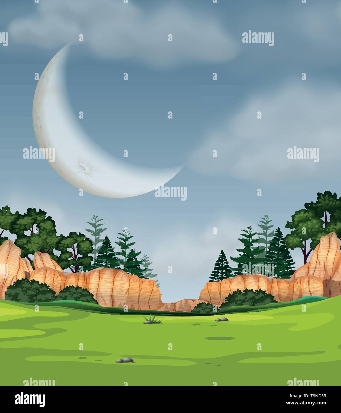 Full moon nature scene illustration Stock Vector Image & Art - Alamy
