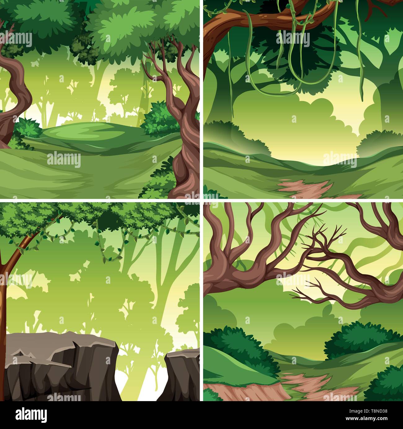 Set of tropical rainforest background illustration Stock Vector Image ...