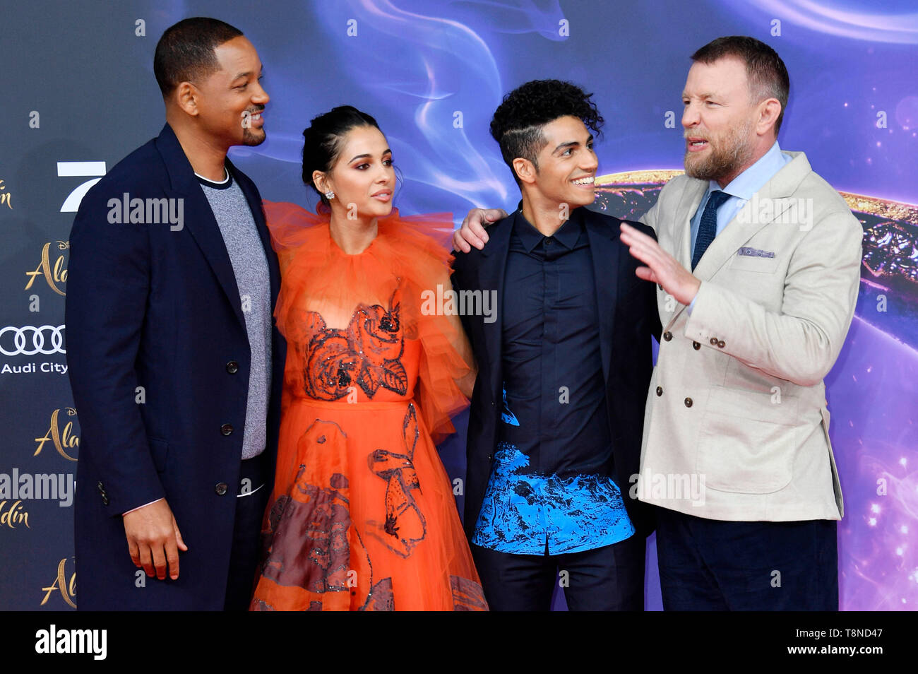 Will Smith, Naomi Scott, Mena Massoud and Guy Ritchie attending the ...