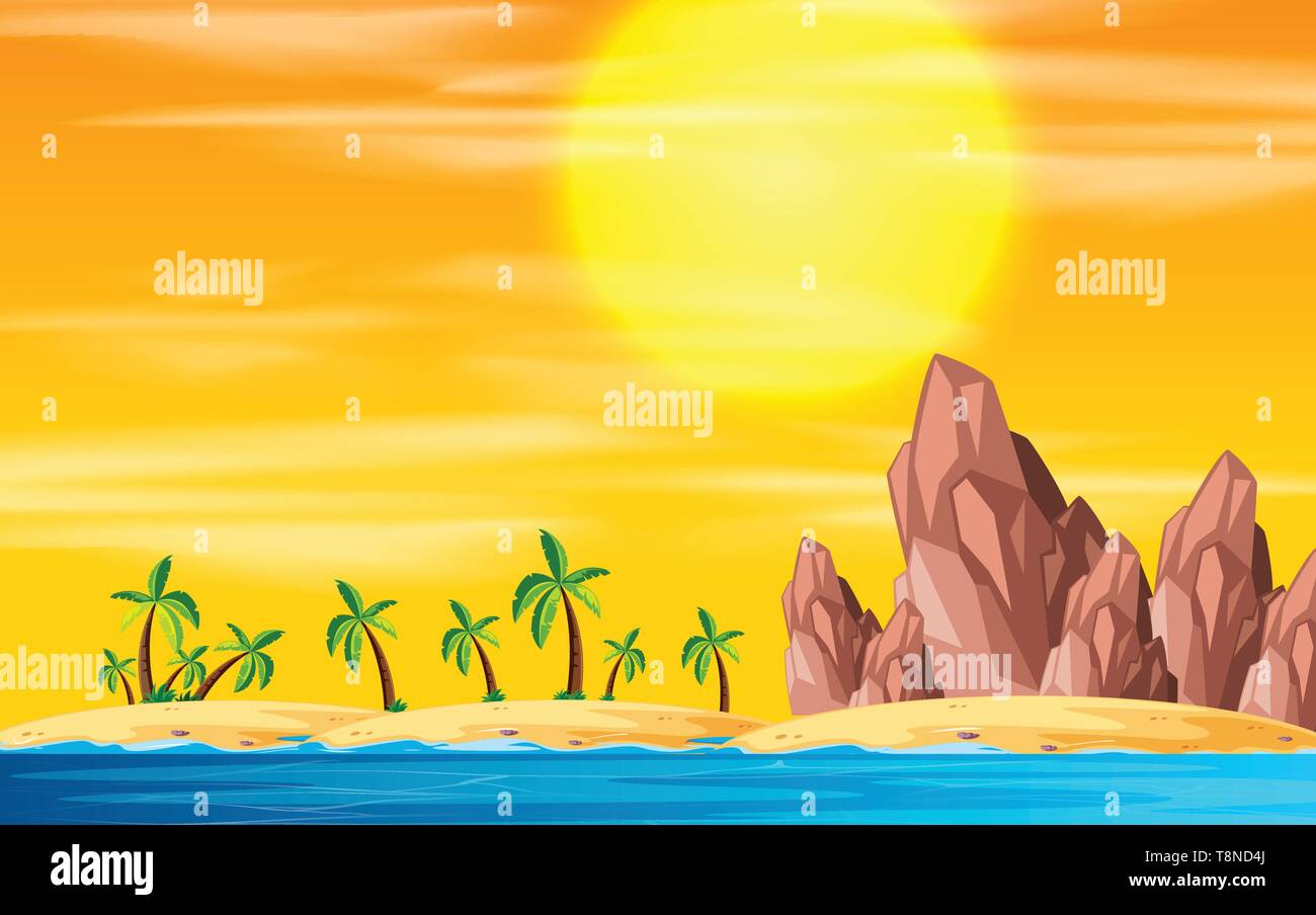 A beach island landscape illustration Stock Vector Image & Art - Alamy