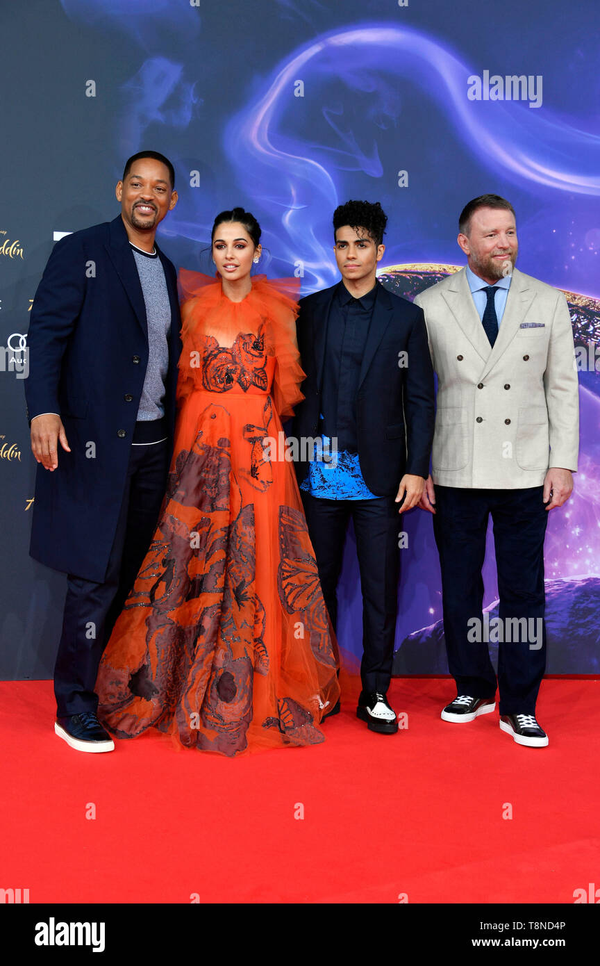 Will Smith, Naomi Scott, Mena Massoud and Guy Ritchie attending the ...