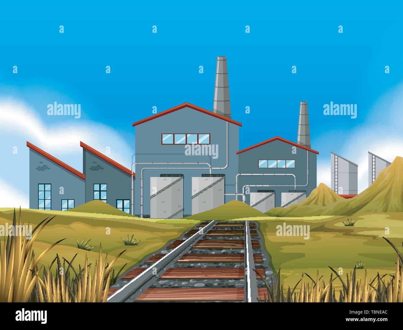 A factory in nature scene illustration Stock Vector Image & Art - Alamy