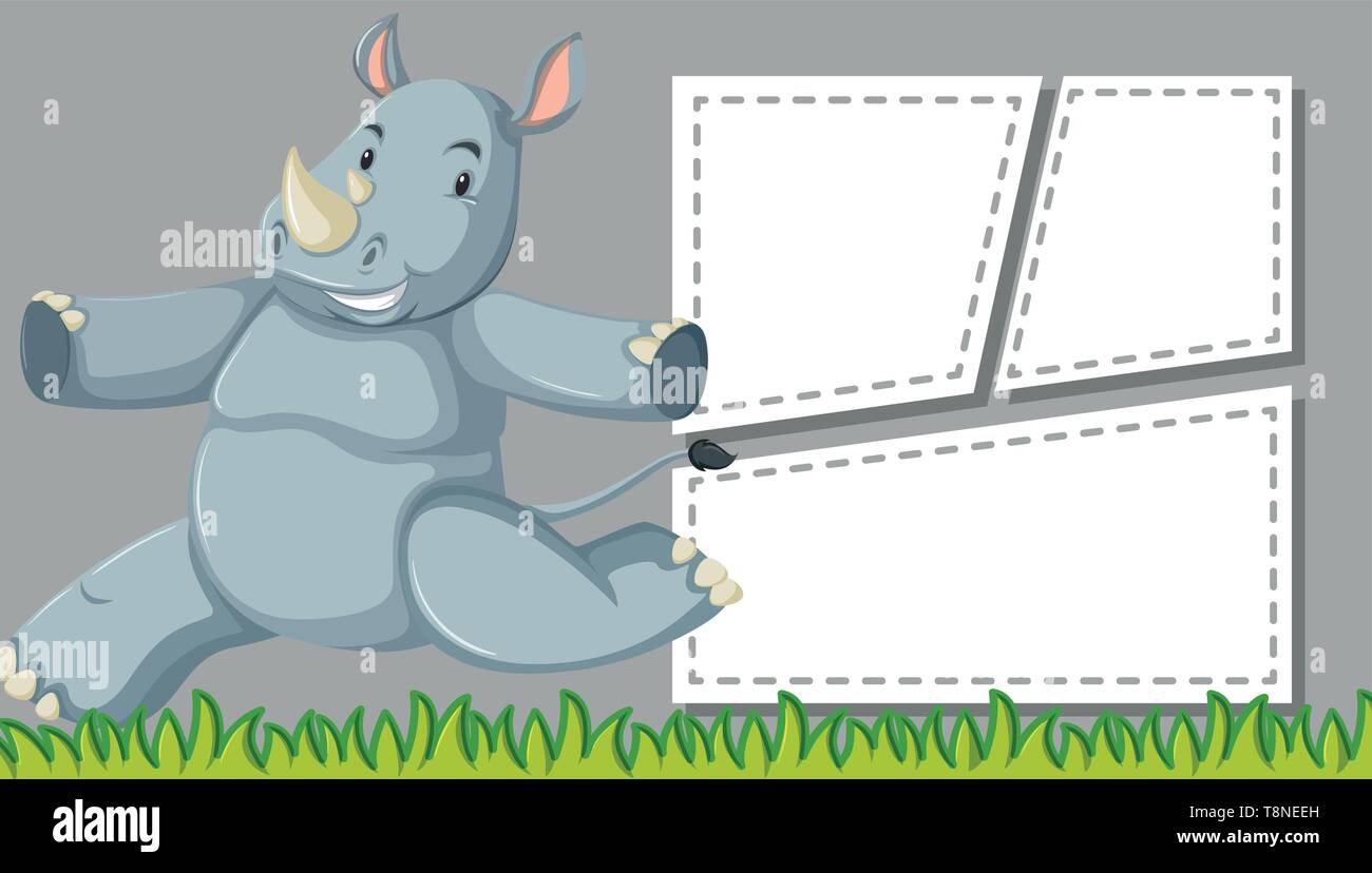 Cute rhino frame scene illustration Stock Vector Image & Art - Alamy