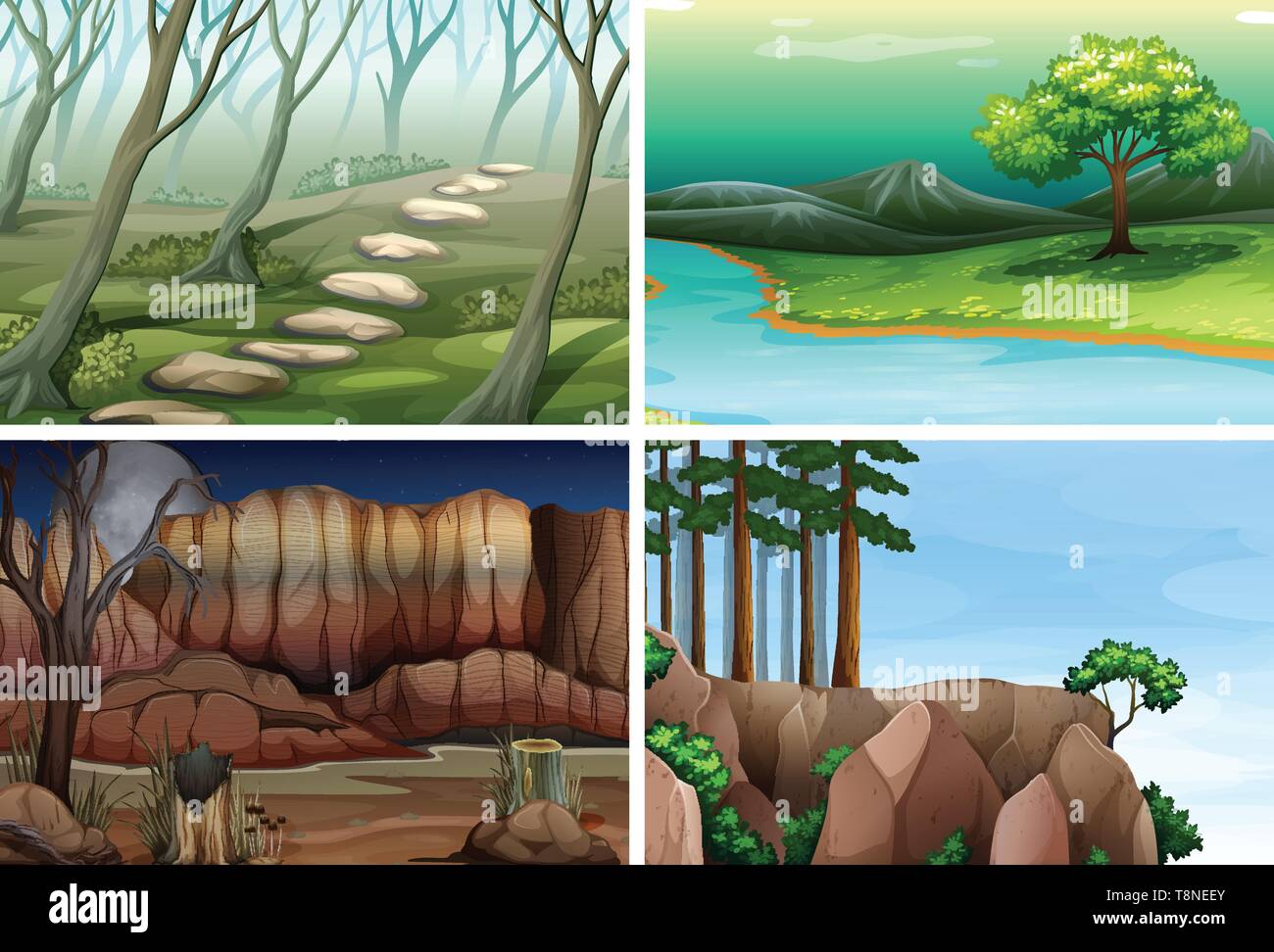 Set of nature landscape illustration Stock Vector Image & Art - Alamy