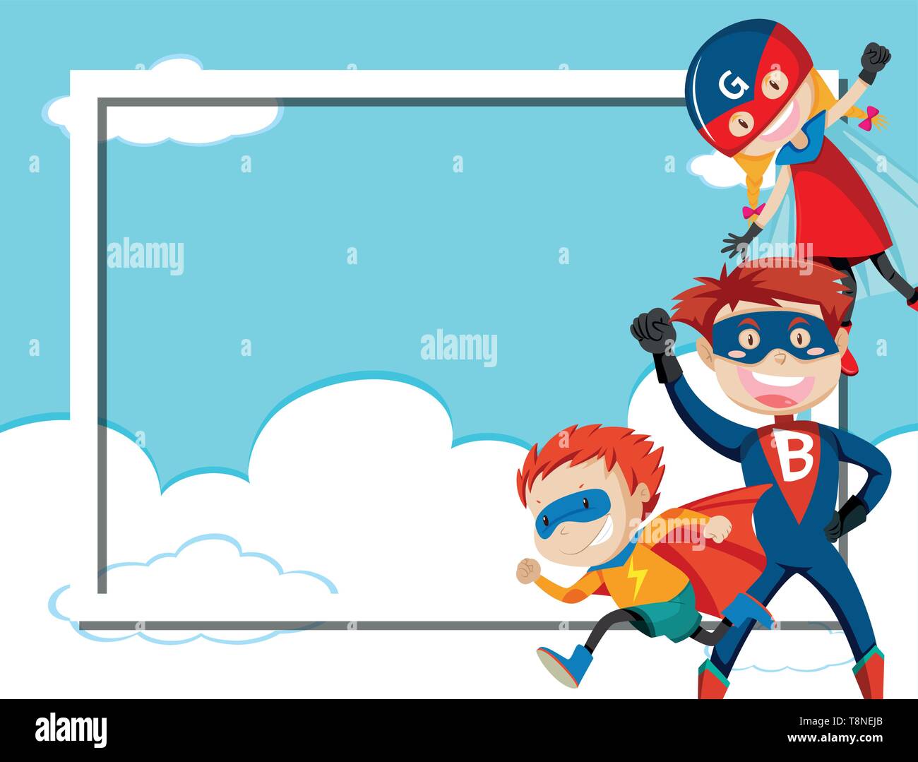 Superhero on sky frame illustration Stock Vector Image & Art - Alamy