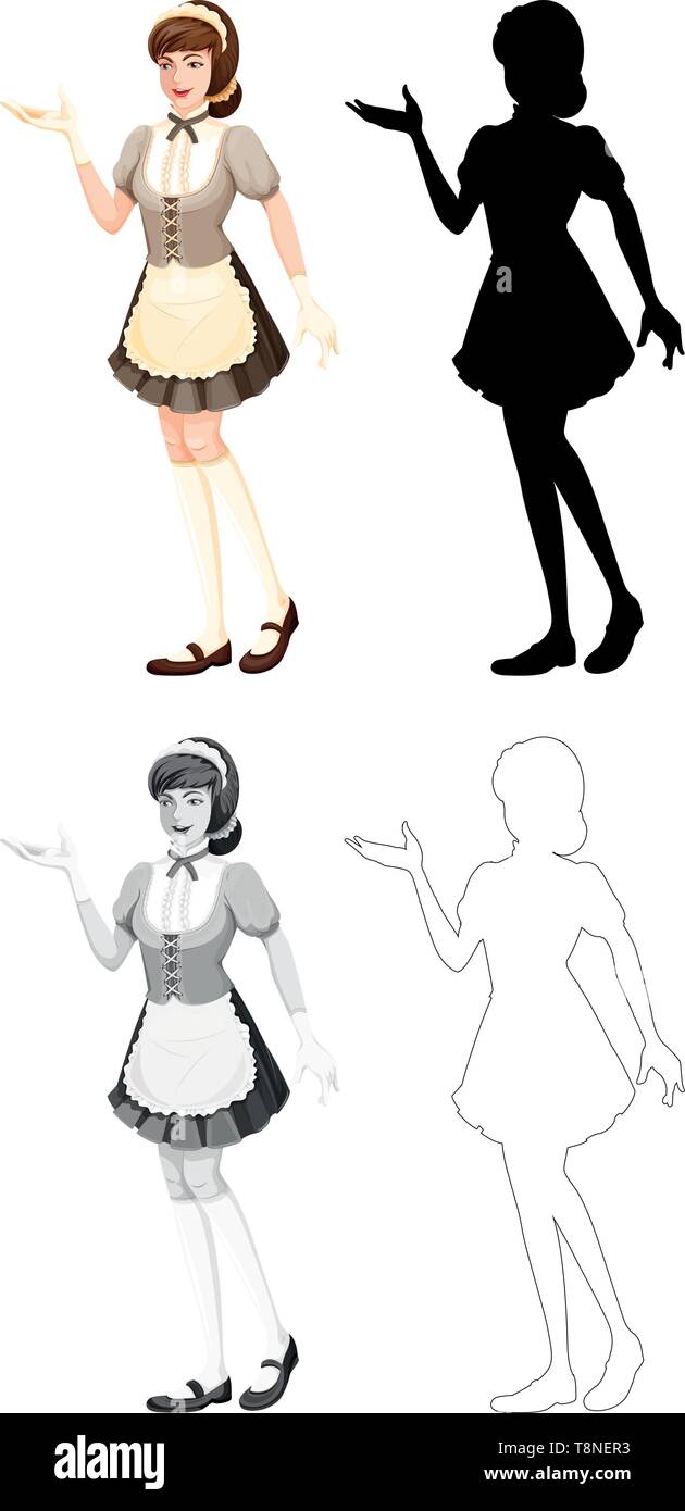 Set of maid character illustration Stock Vector Image & Art - Alamy