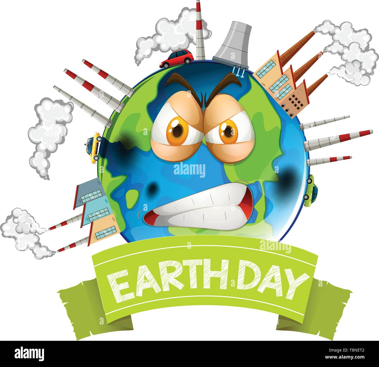 Angry polluted earth icon illustration Stock Vector Image & Art - Alamy