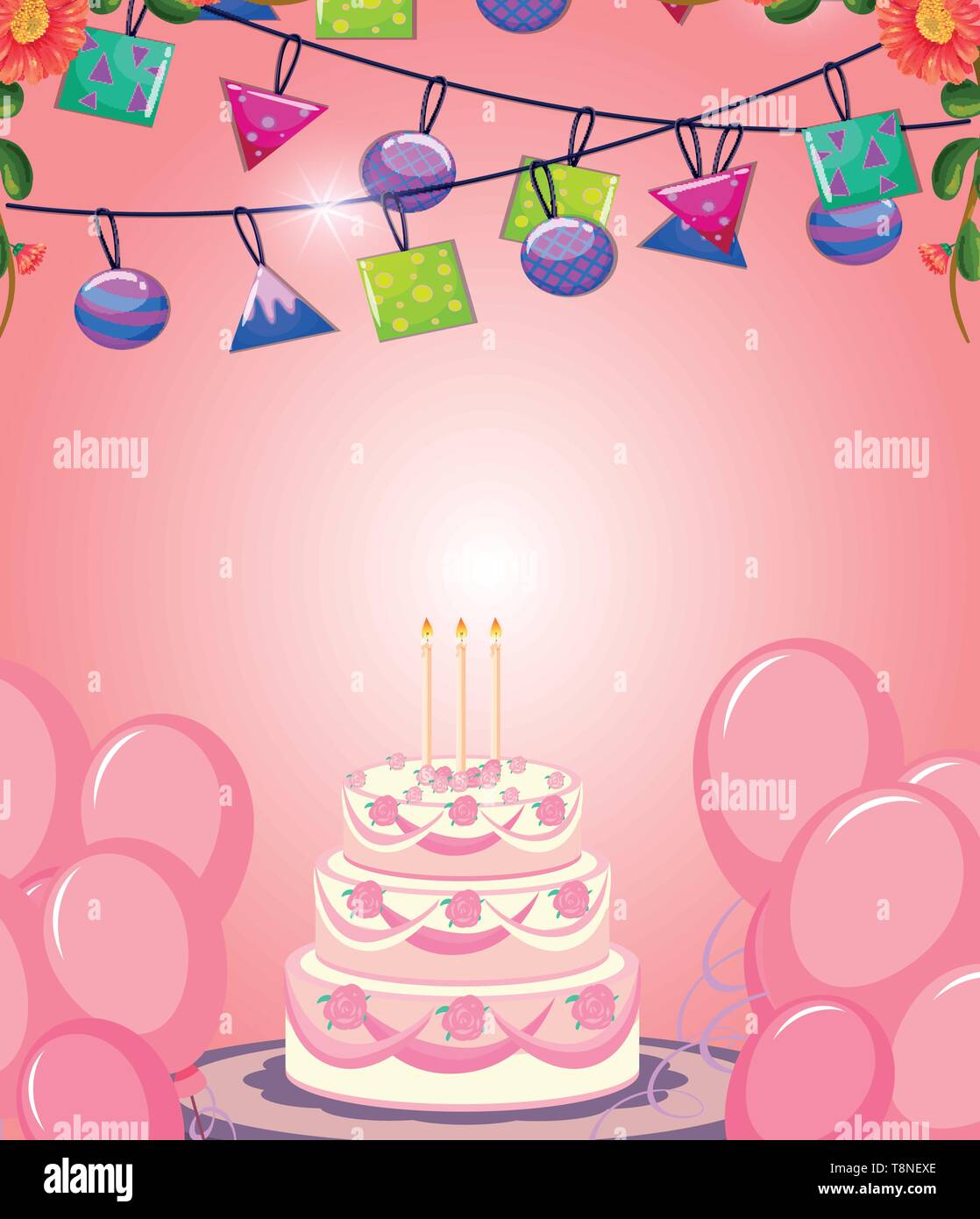 Candle on pink Stock Vector Images - Alamy