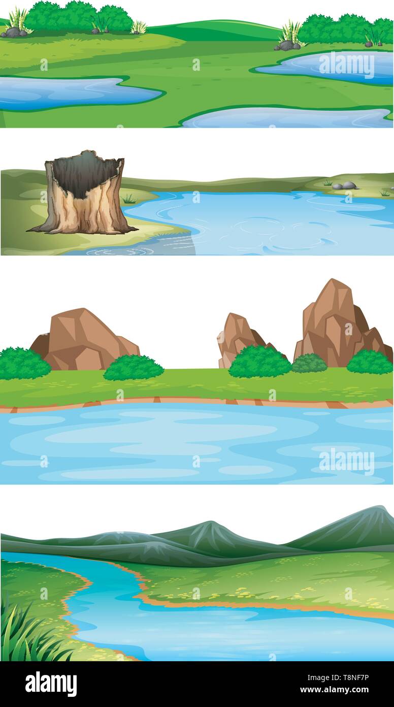 Set of different nature scenes illustration Stock Vector Image & Art ...