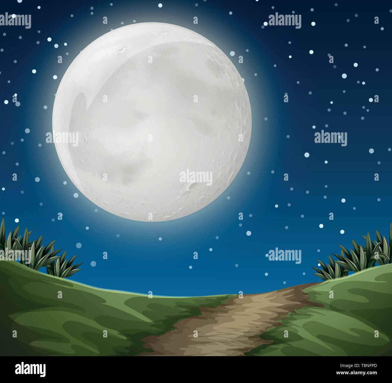 full moon outdoor scene illustration Stock Vector Image & Art - Alamy