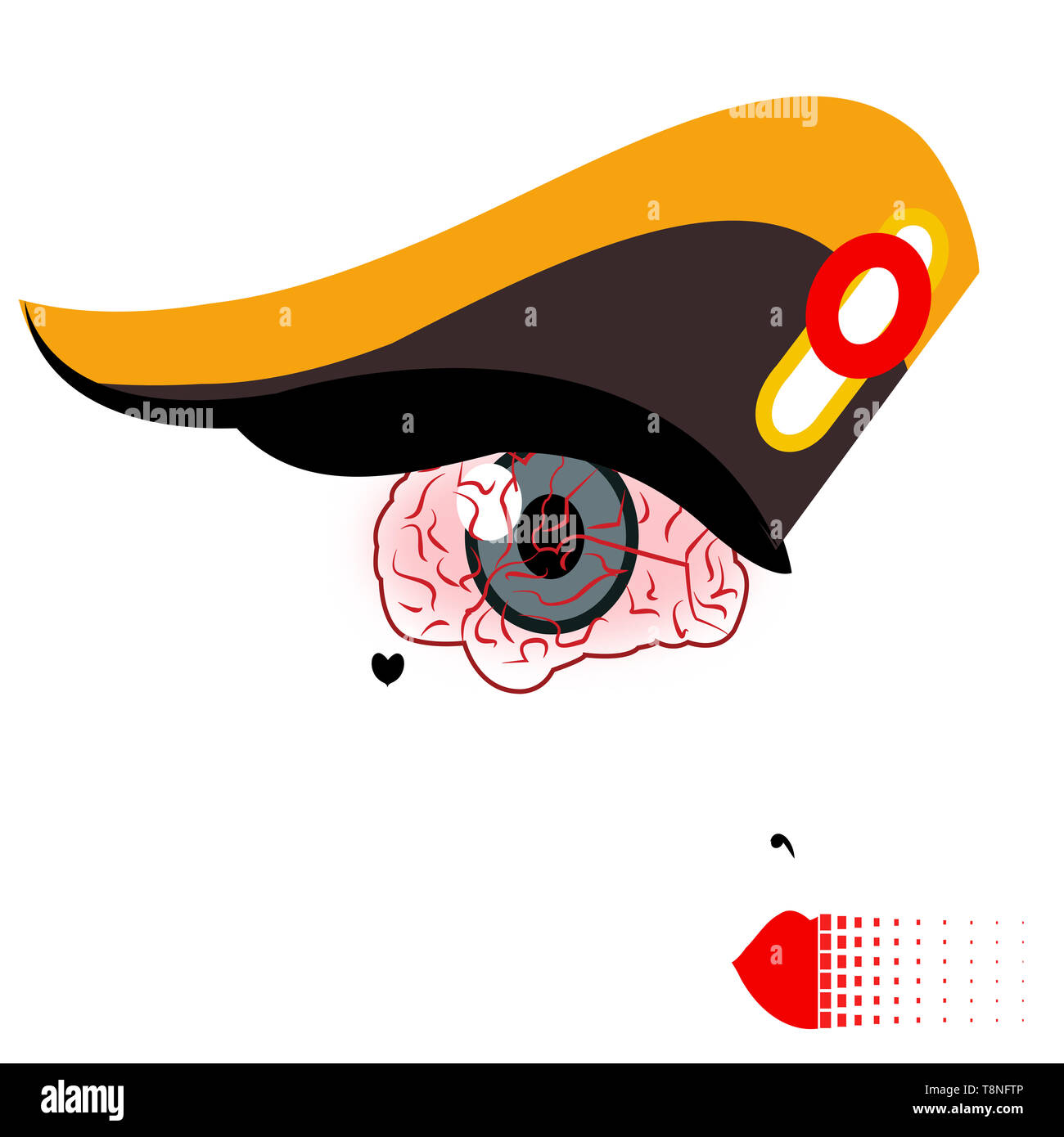 illustration of an eye in form of a brain with red lips Stock Photo - Alamy