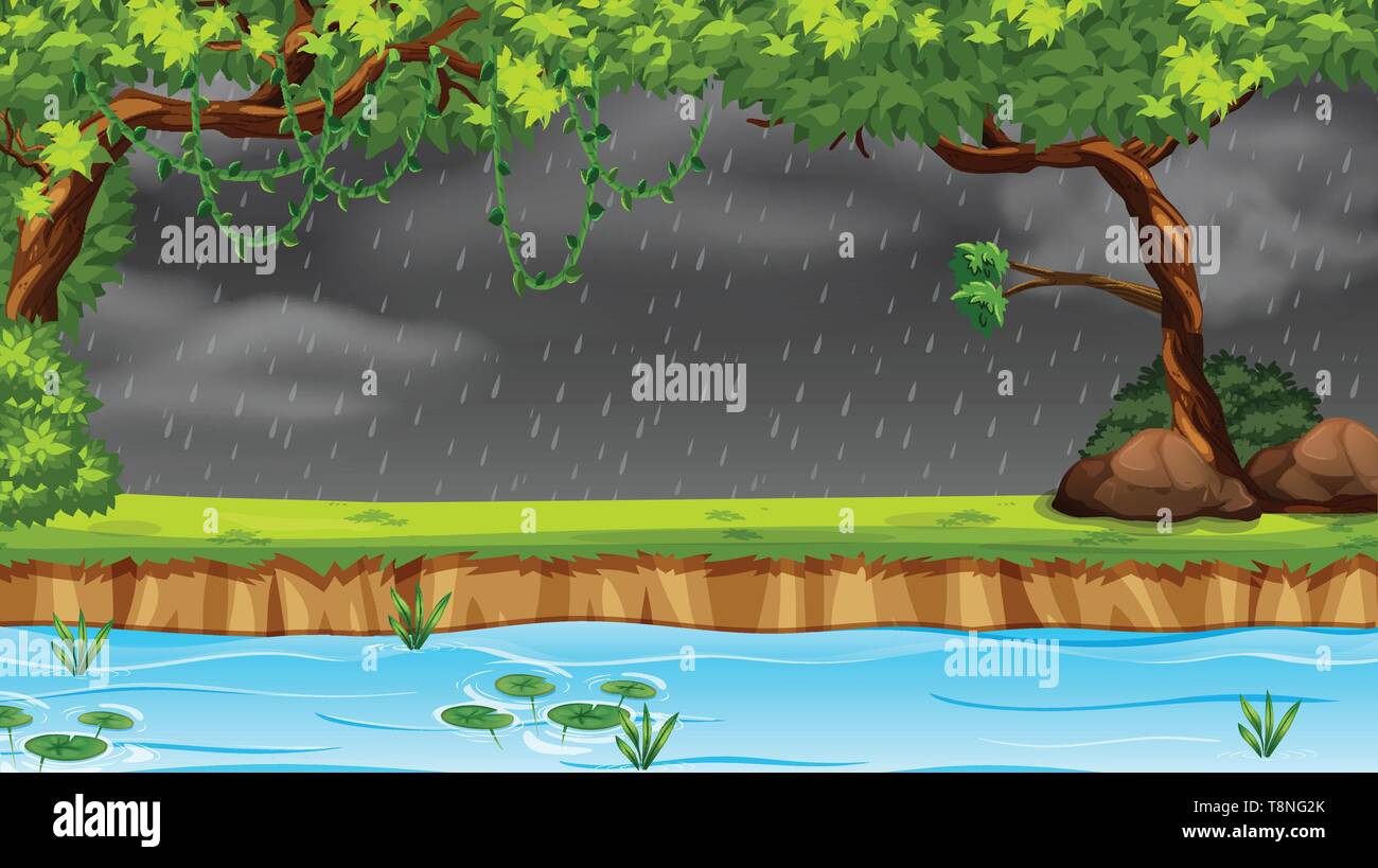 Landscape rain pond in Stock Vector Images - Alamy