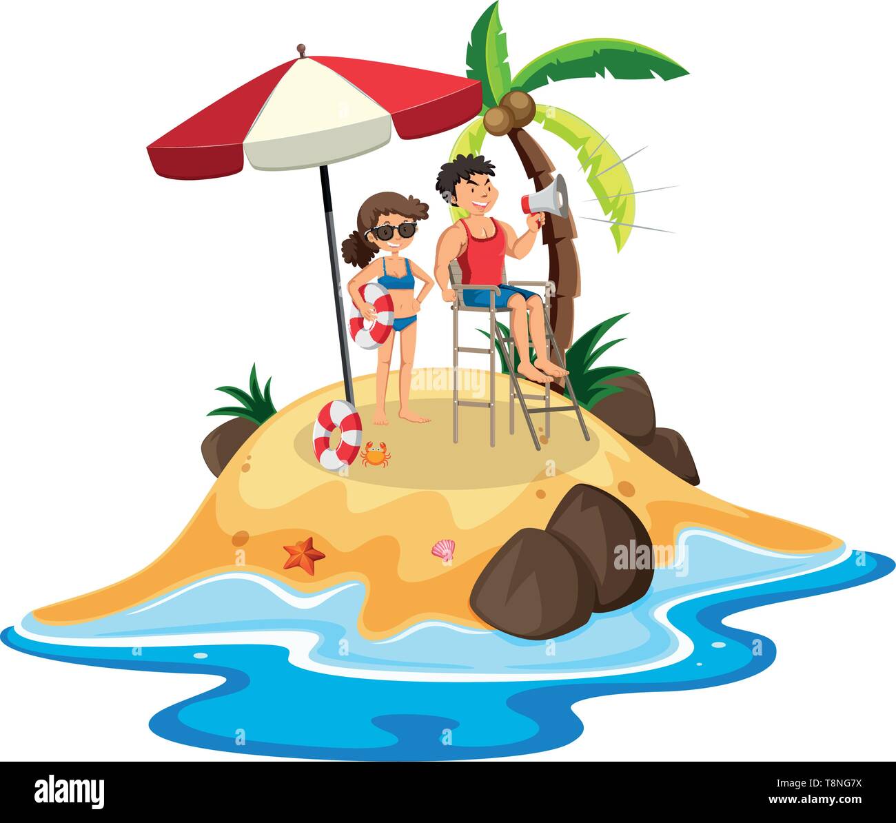 Tropical island people on beach Stock Vector Images - Alamy