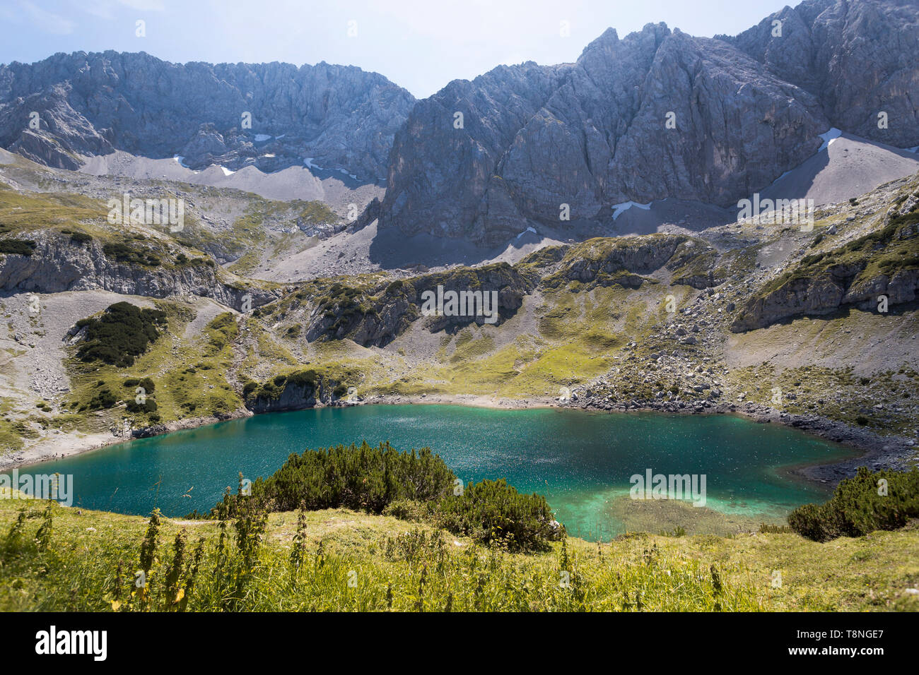 Mountain lake Drachensee, Austrian mountains, Austria in summertime ...