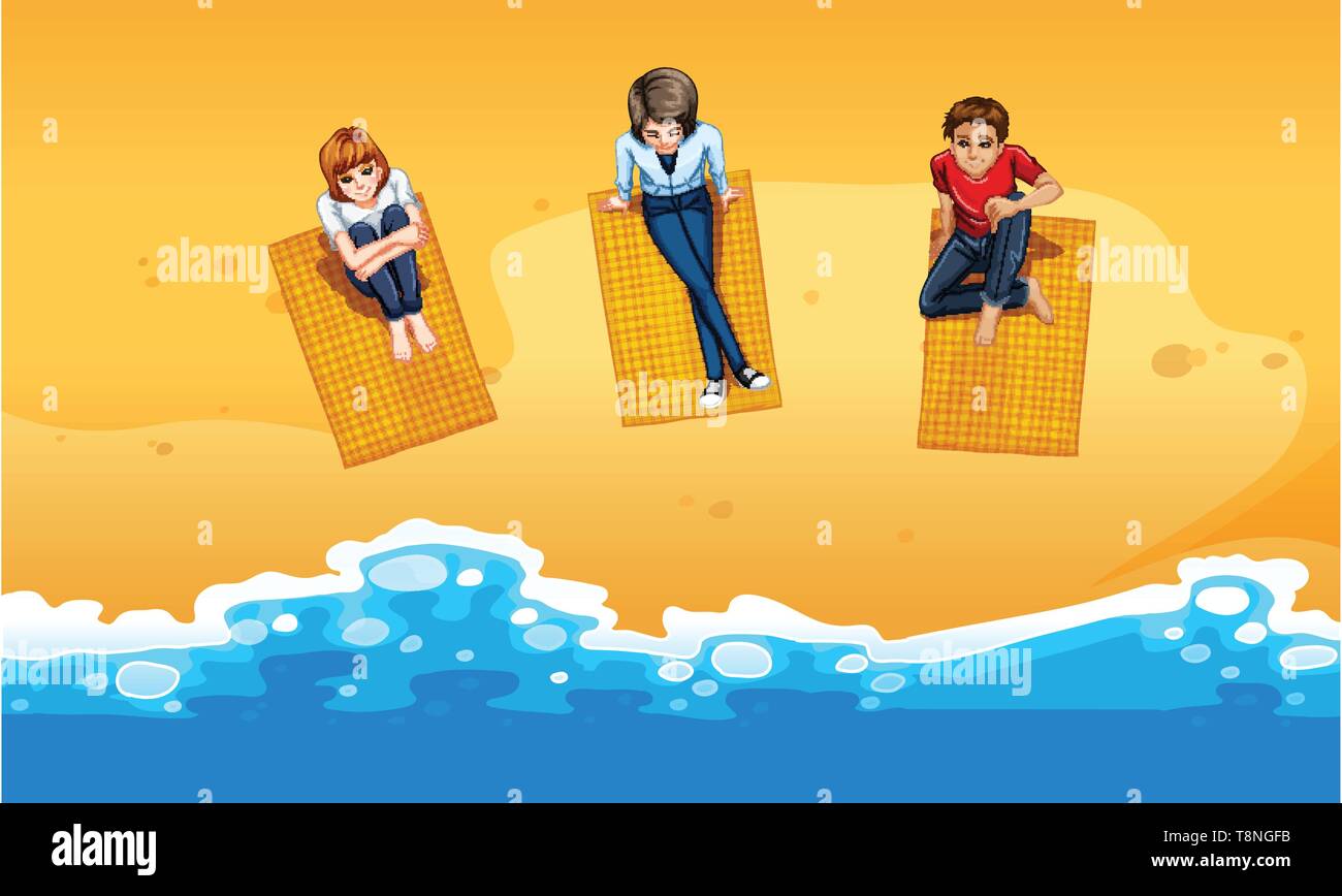 People relaxing on beach illustration Stock Vector Image & Art - Alamy