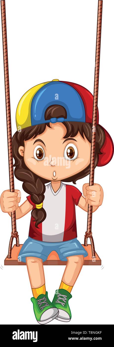 A girl on swing chair illustration Stock Vector Image & Art - Alamy