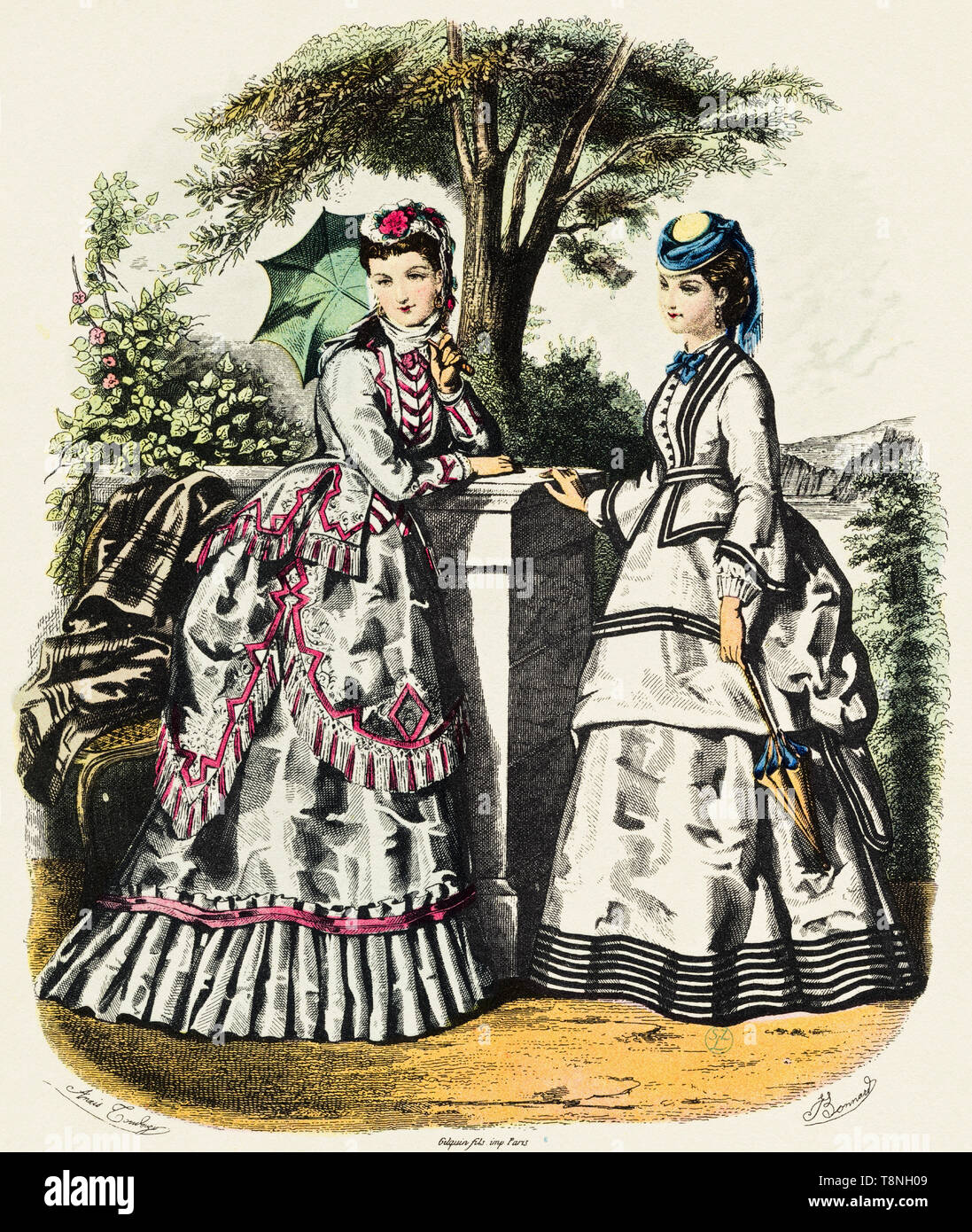 Fashion for the Victorian woman original coloured engraving circa 1870 ...