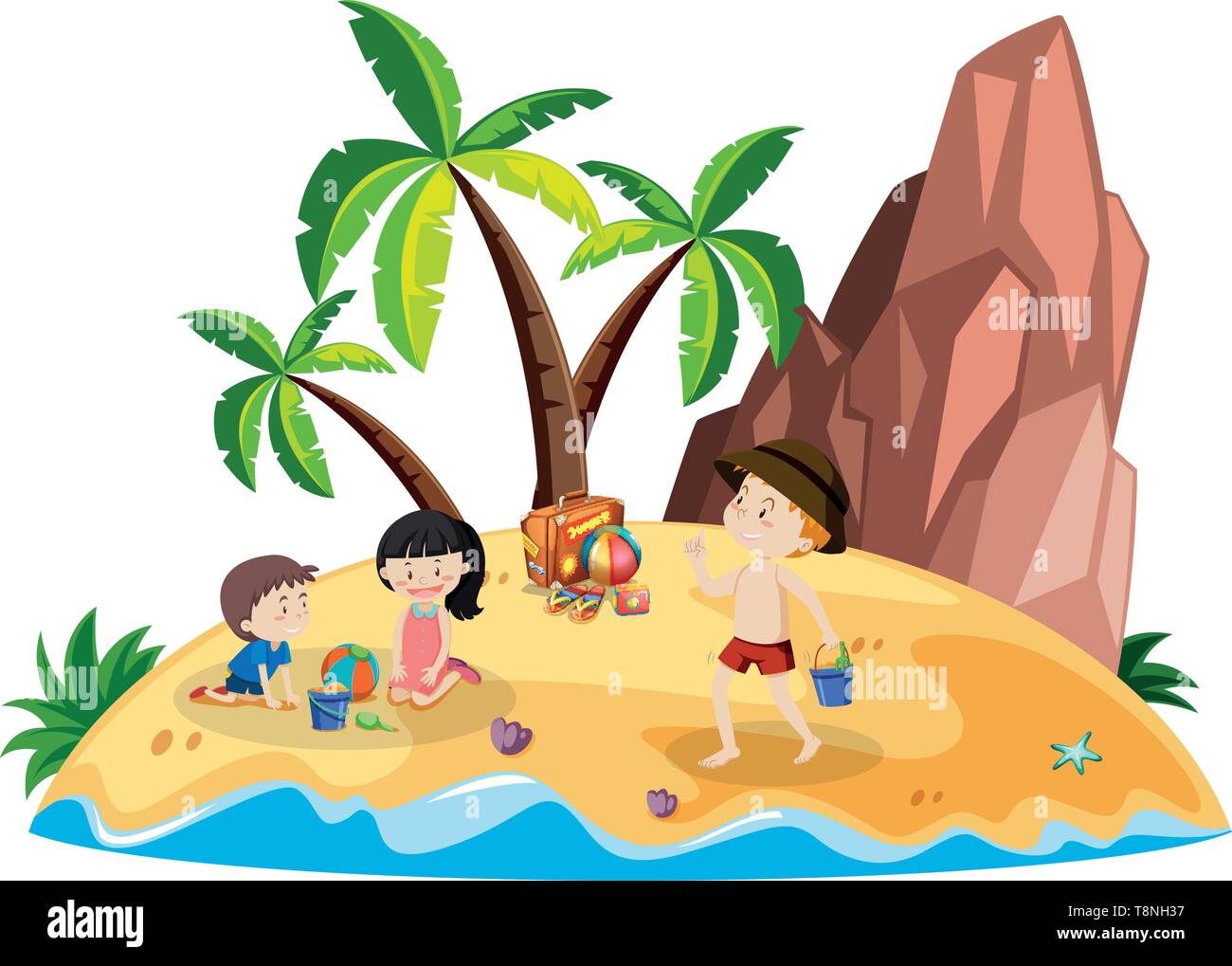Water on rocks beach Stock Vector Images - Alamy