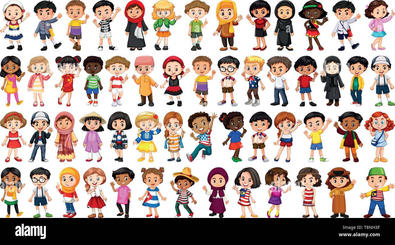 Set of multicultural people character illustration Stock Vector Image ...