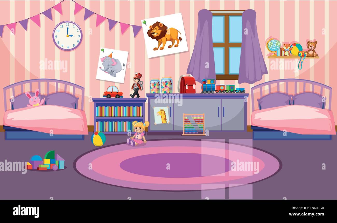 Interior of girls room illustration Stock Vector Image & Art - Alamy