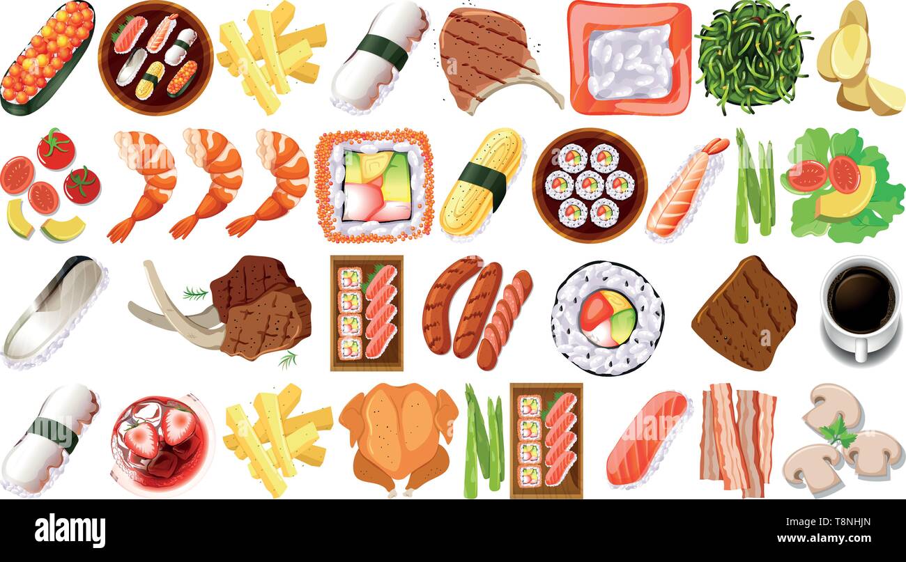 Set of different foods illustration Stock Vector Image & Art - Alamy