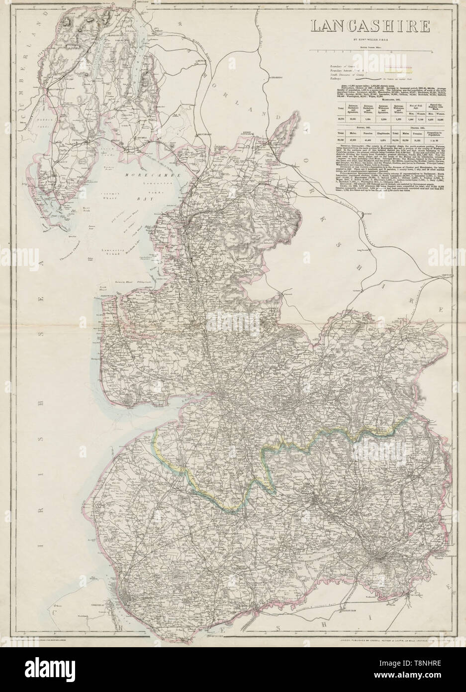 Lancashire map 19th century hi-res stock photography and images - Alamy