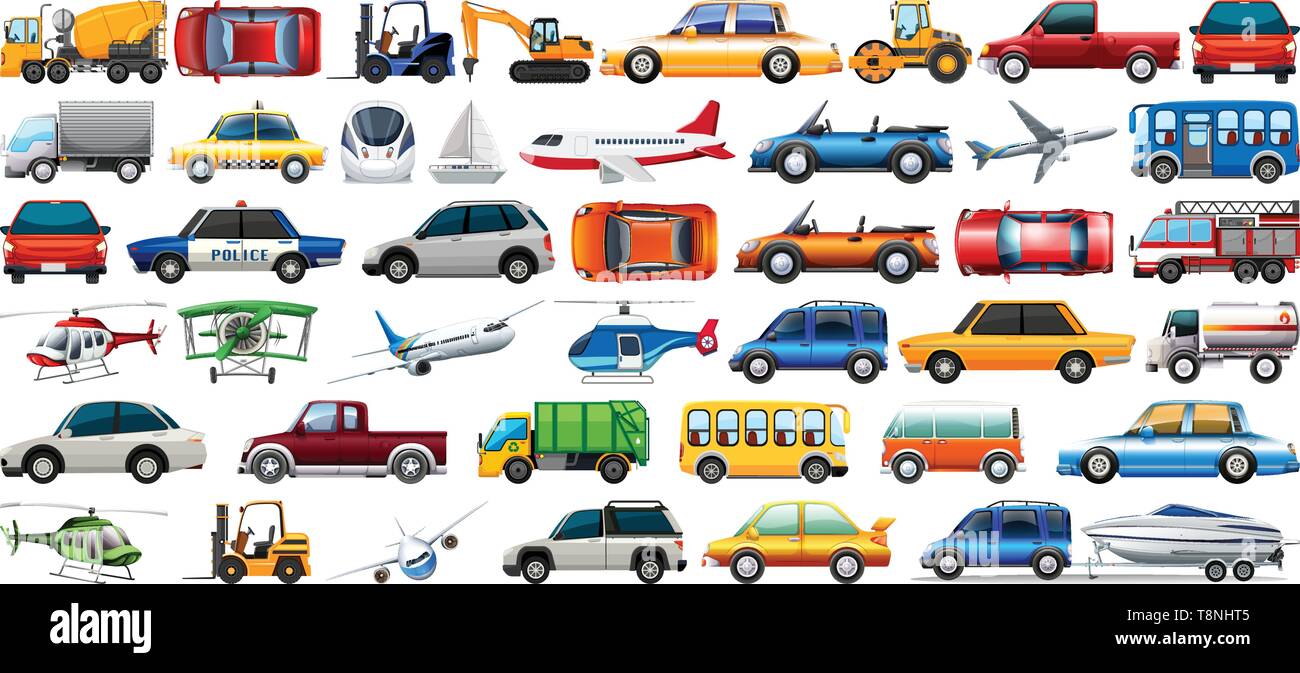 Set of transportation vehicle illustration Stock Vector Image & Art - Alamy