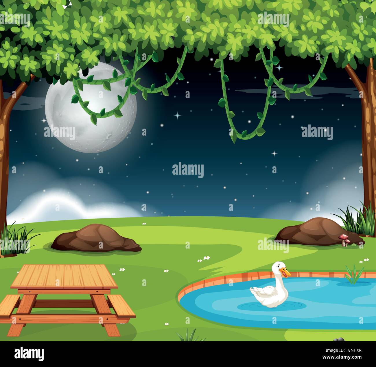 A park scene at night illustration Stock Vector Image & Art - Alamy