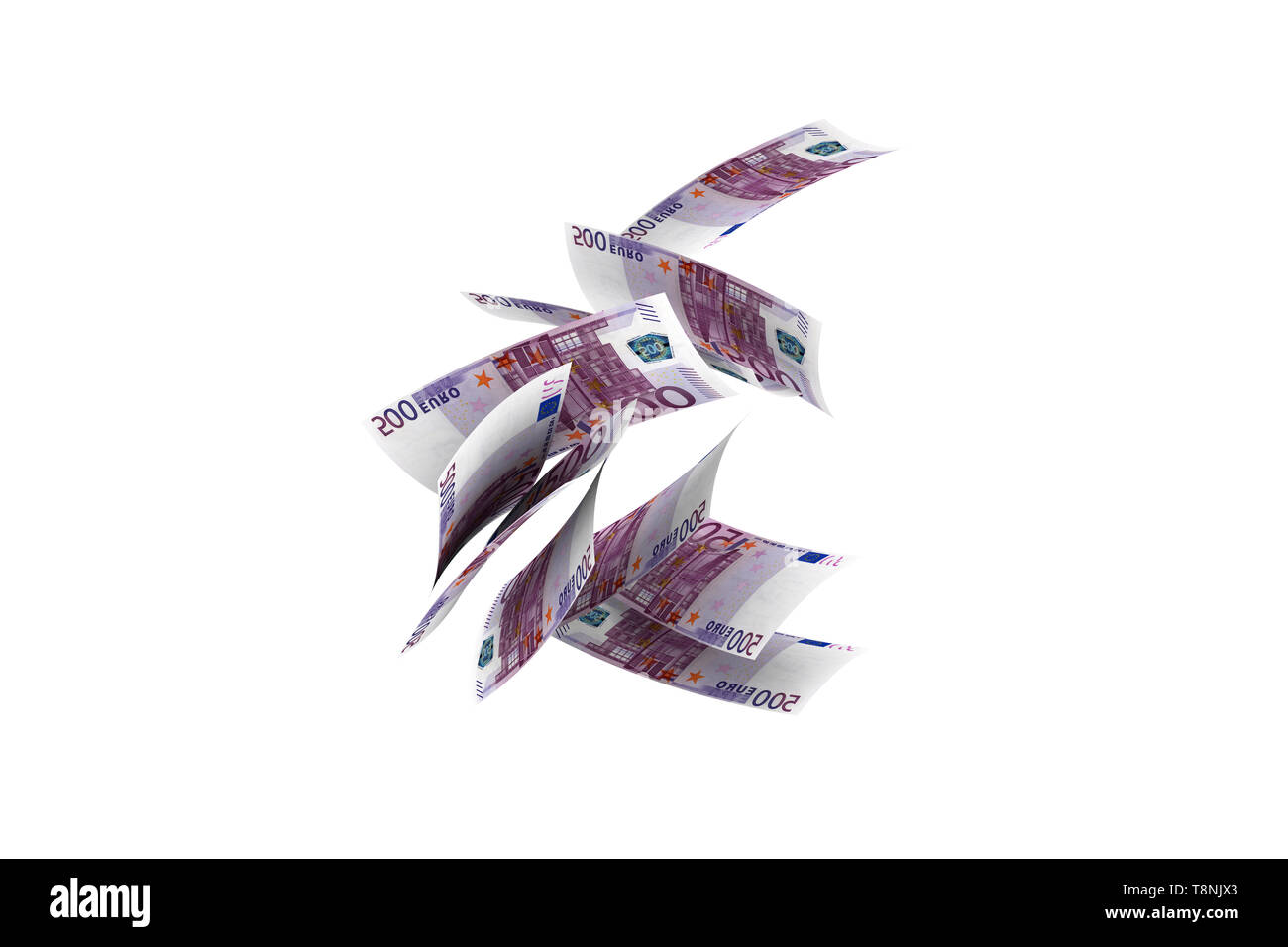 3d rendering, rain concept, five hundred euro banknotes flying and ...
