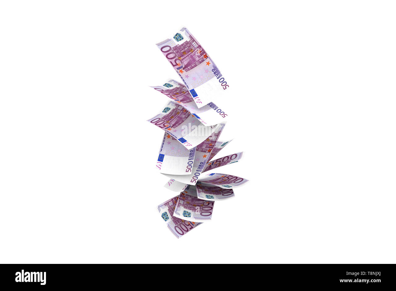 3d rendering, rain concept, five hundred euro banknotes flying and ...