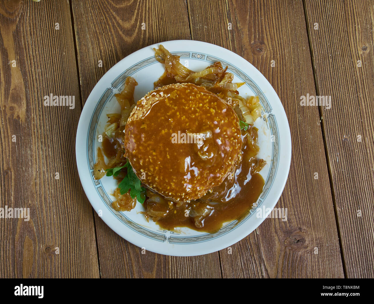 Bofsandwich - Danish steak sandwich, hamburger cooked ground beef patty ...