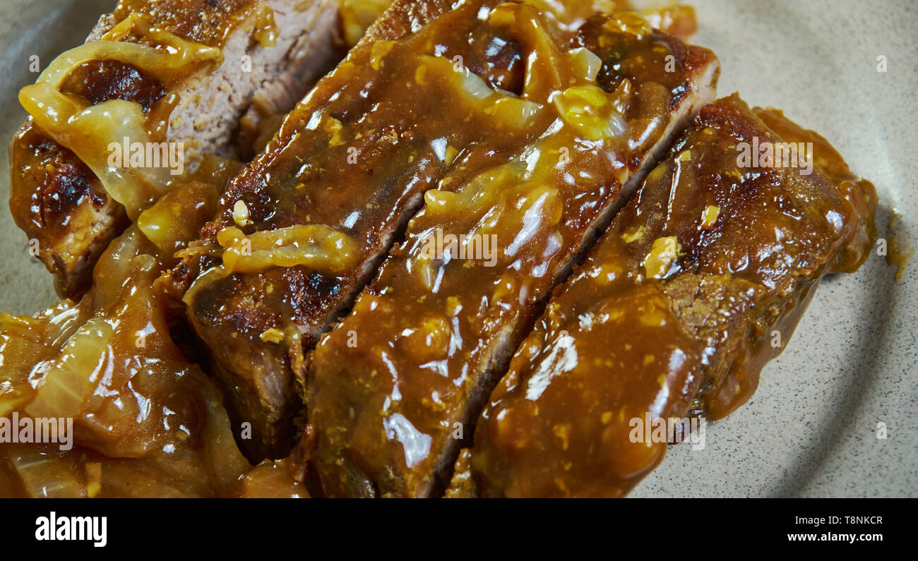 Maple Smoked Brisket, Quebec Maple Syrup-Smoked BBQ Beef Brisket Stock ...