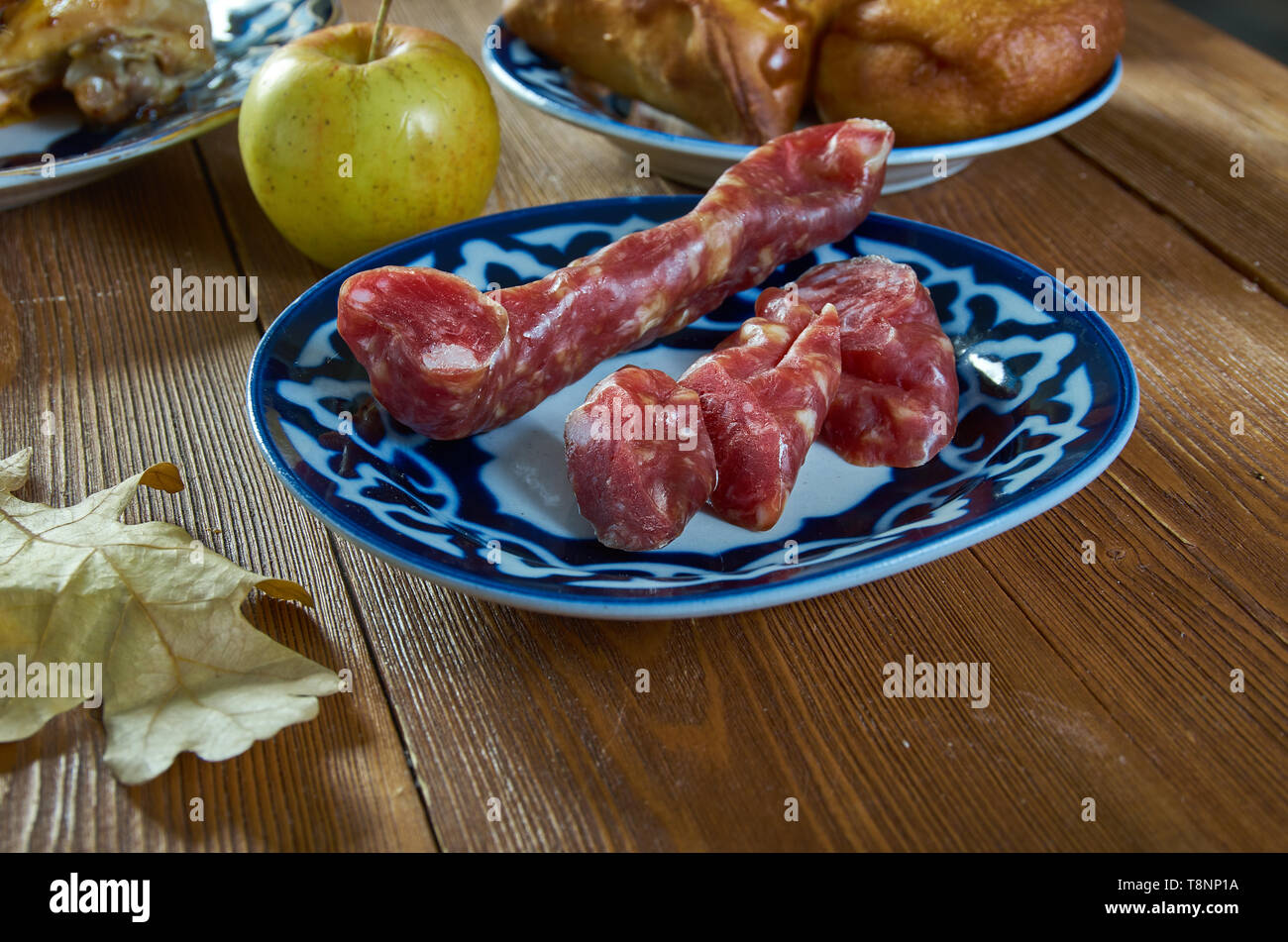 Kazylyk, traditional horse sausage, food of Kazakhs, Tatars, Kyrgyz ...