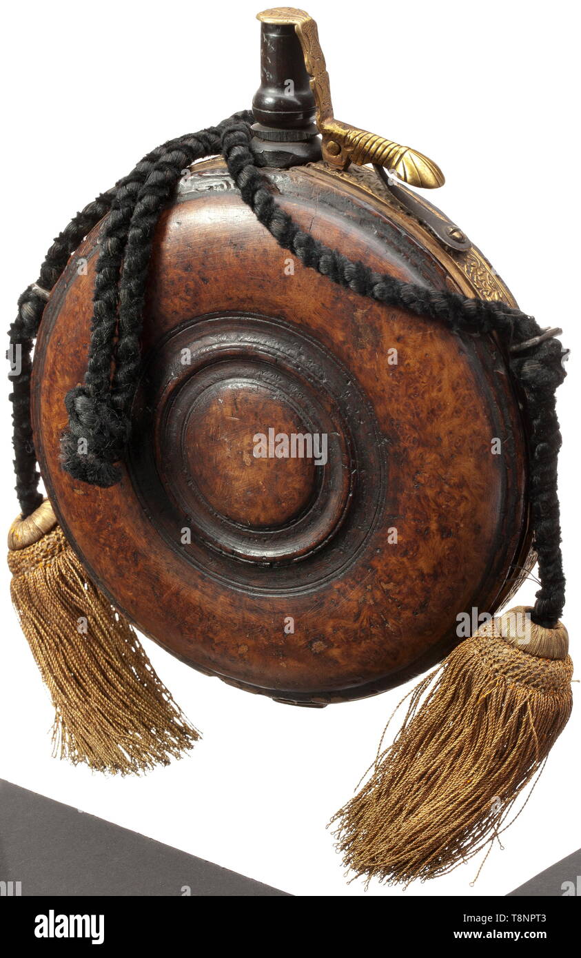 A South German powder flask, circa 1600 A turned flask made from walnut ...