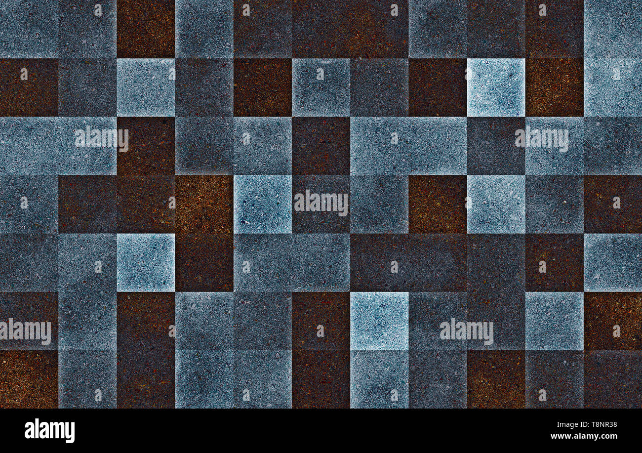 Gradient geometric square blocks. Blue glitter cells texture. Abstract ...