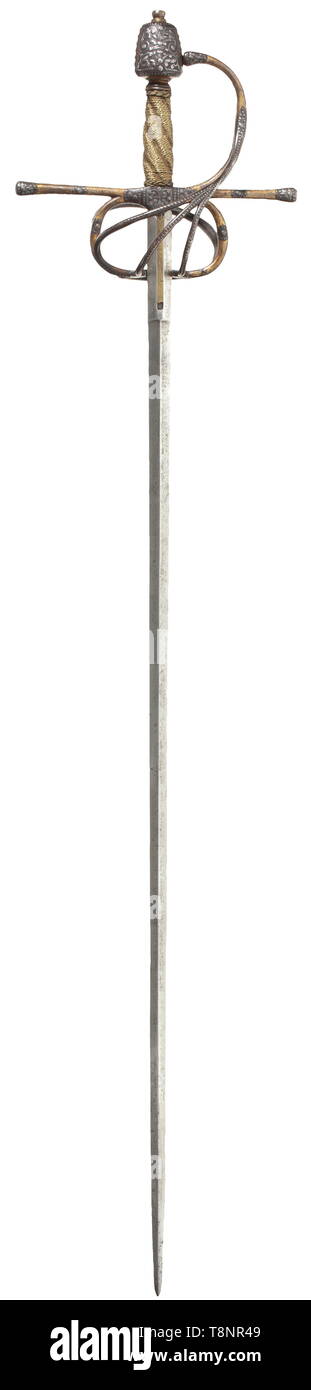 A gold- and silver-inlaid German rapier, circa 1600 Double-edged ...