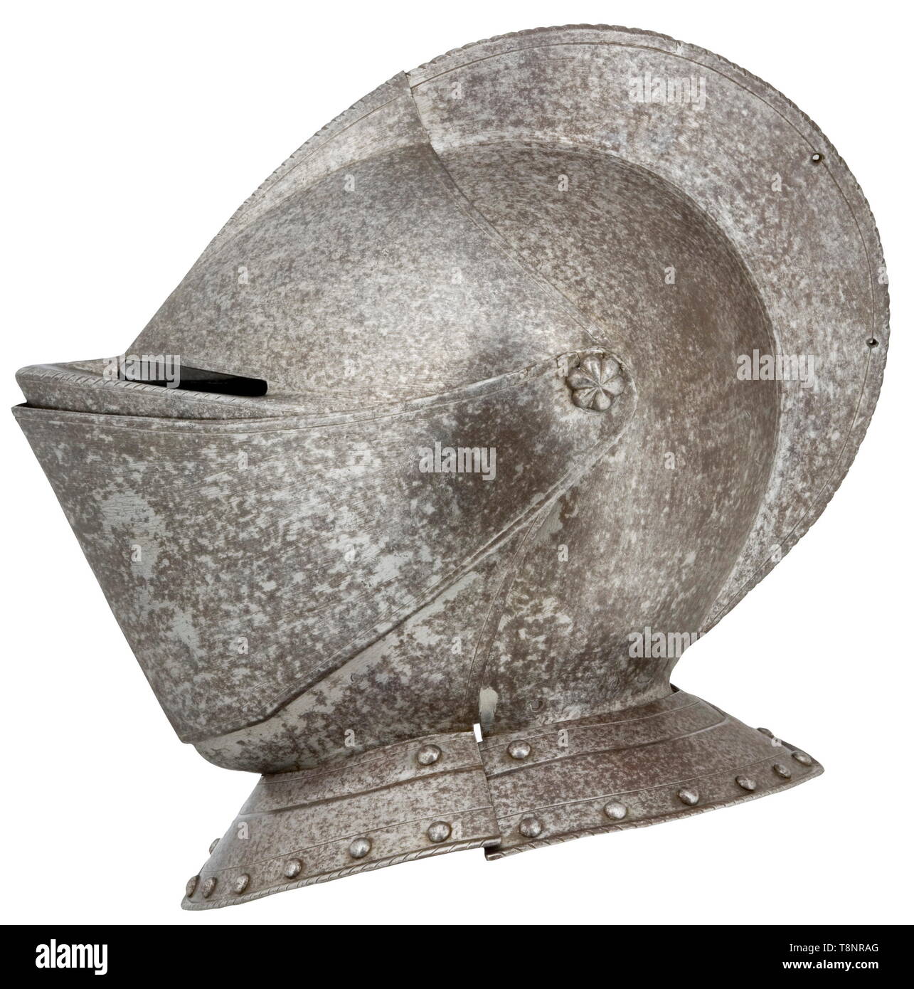 A German close helmet, circa 1580 Skull forged in one piece with a high ...