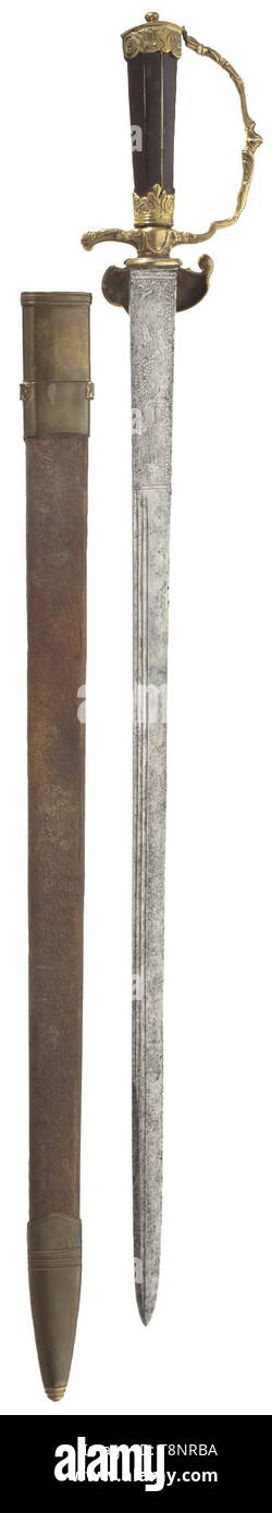 A German hunting hanger, circa 1720/30 Slender single-edged blade with ...