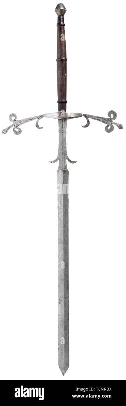 A German two-handed sword, circa 1580 Massive, slightly ridged blade ...