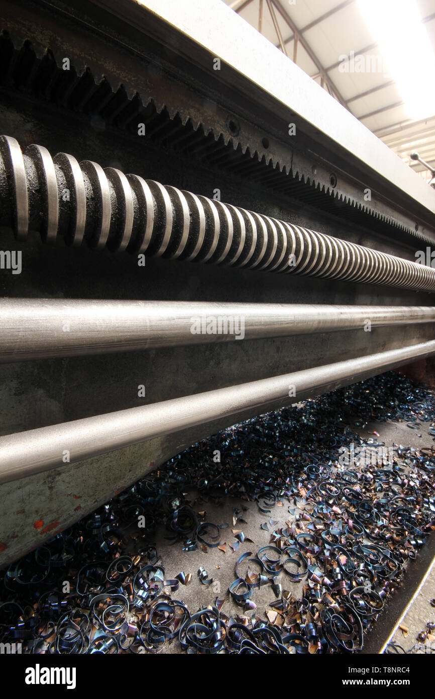 metal shaving on lathe machine Stock Photo - Alamy
